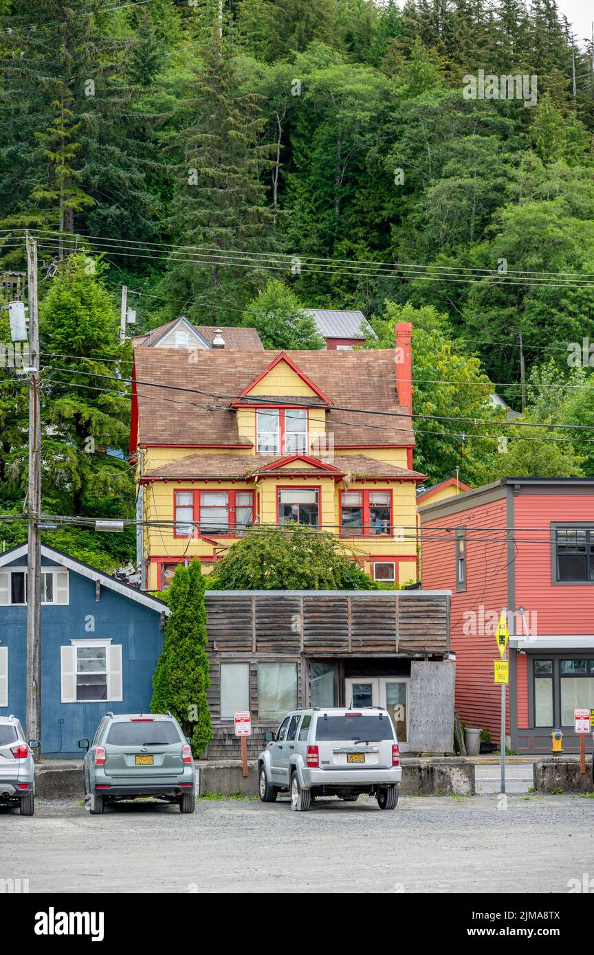 Ketchikan, Alaska - July 29, 2022: Views of the historic wooden ...