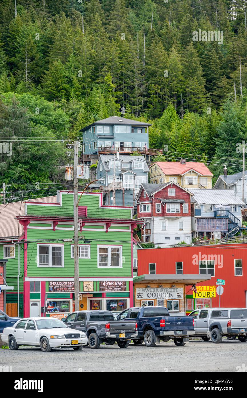 Ketchikan, Alaska - July 29, 2022: Views of the historic wooden ...
