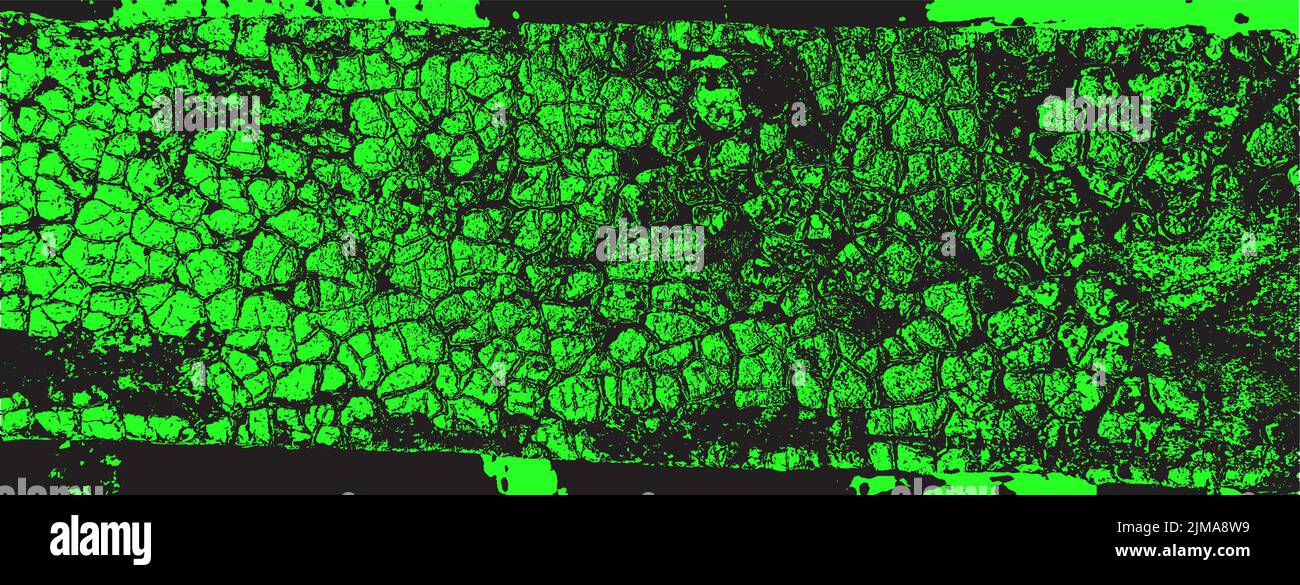 Bright green grunge cracked vector background. Urban old peeled wall ...
