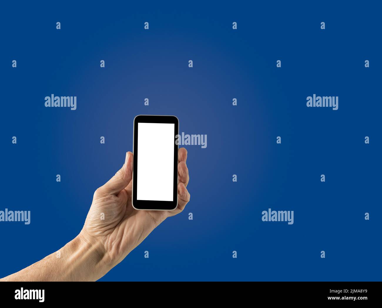 Male hand holding smartphone with blank screen Stock Photo - Alamy