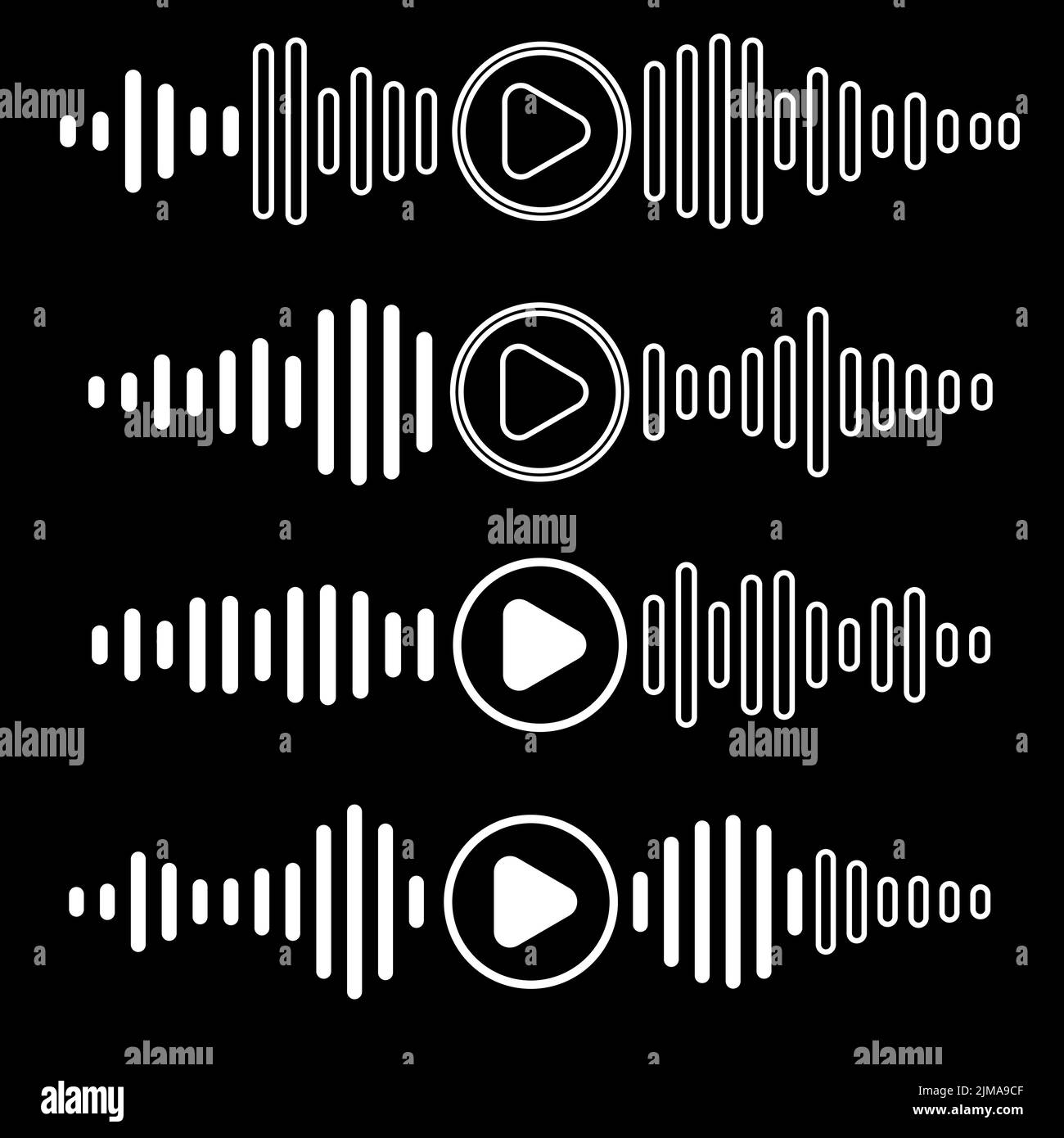 White sound waves set of the equalizer isolated on black background ...