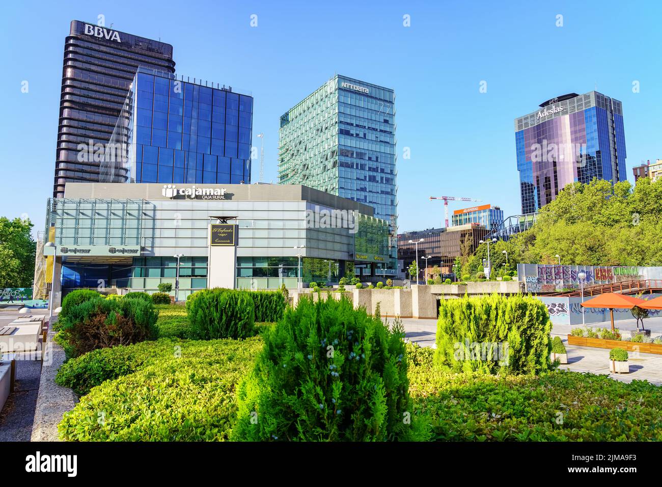 Madrid, Spain - July 30, 2022: Madrid's financial district with tall ...
