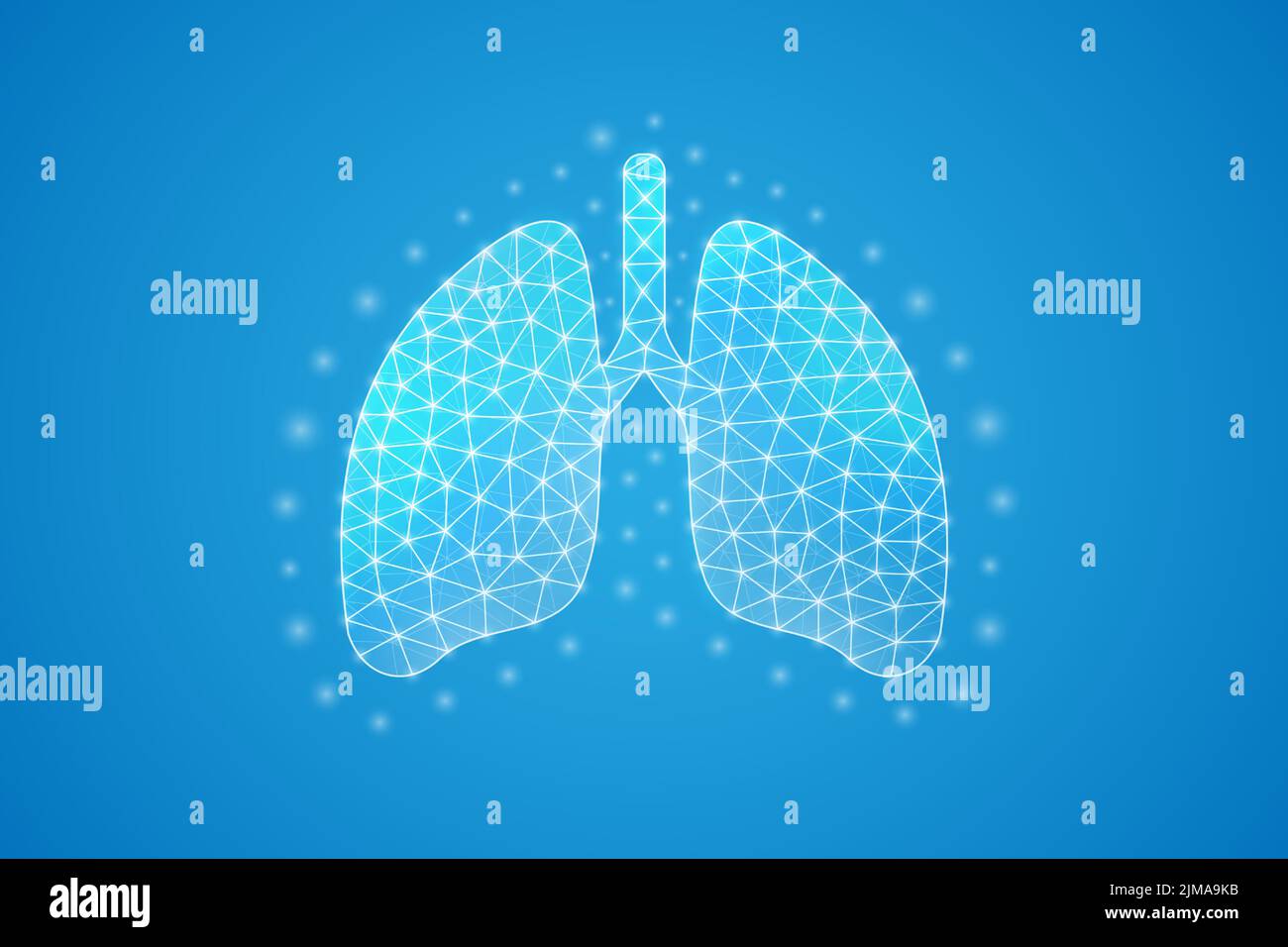 Lungs low poly symbol with white connected dots. 3d geometric polygonal ...