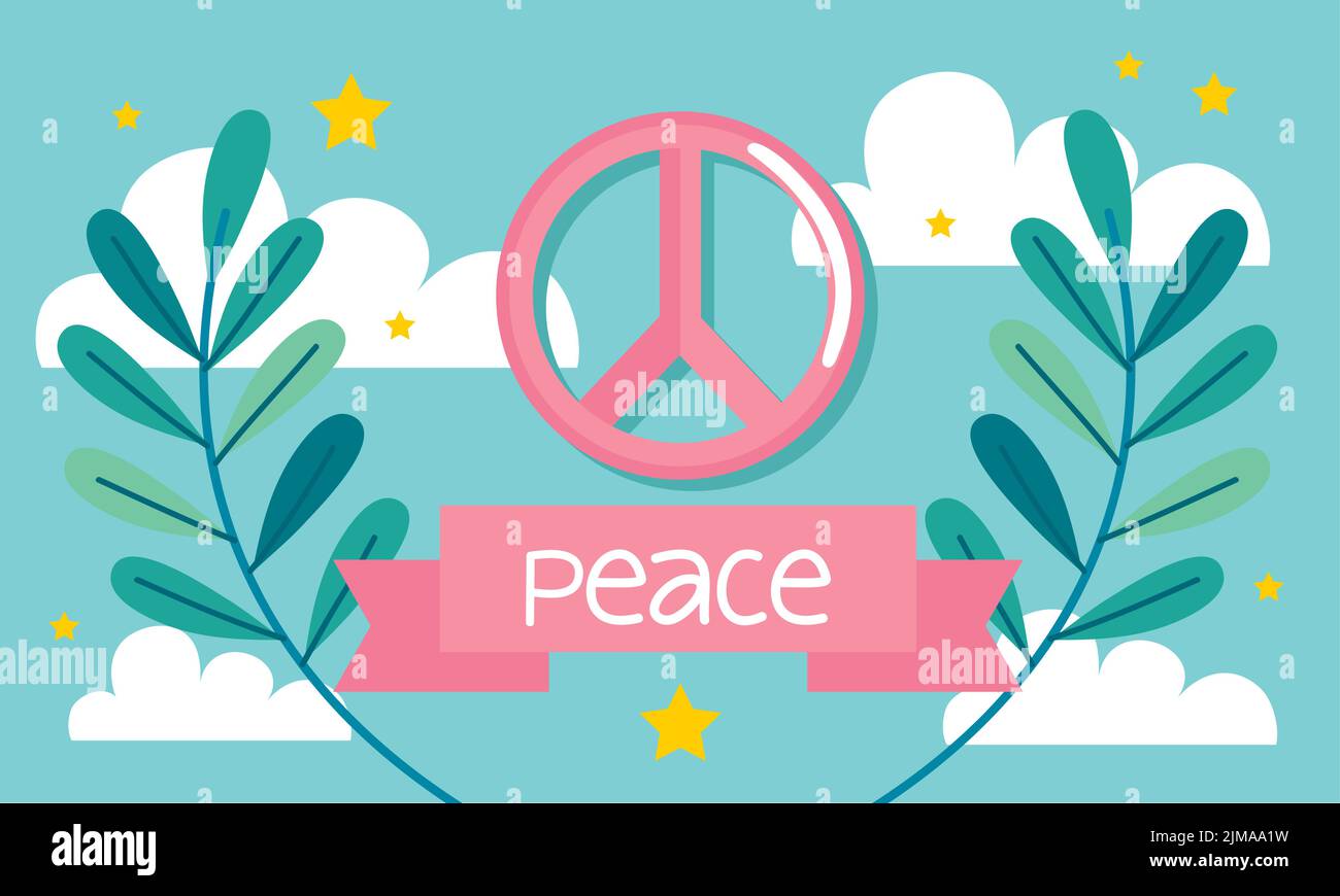 peace lettering in ribbon with symbol Stock Vector Image & Art - Alamy