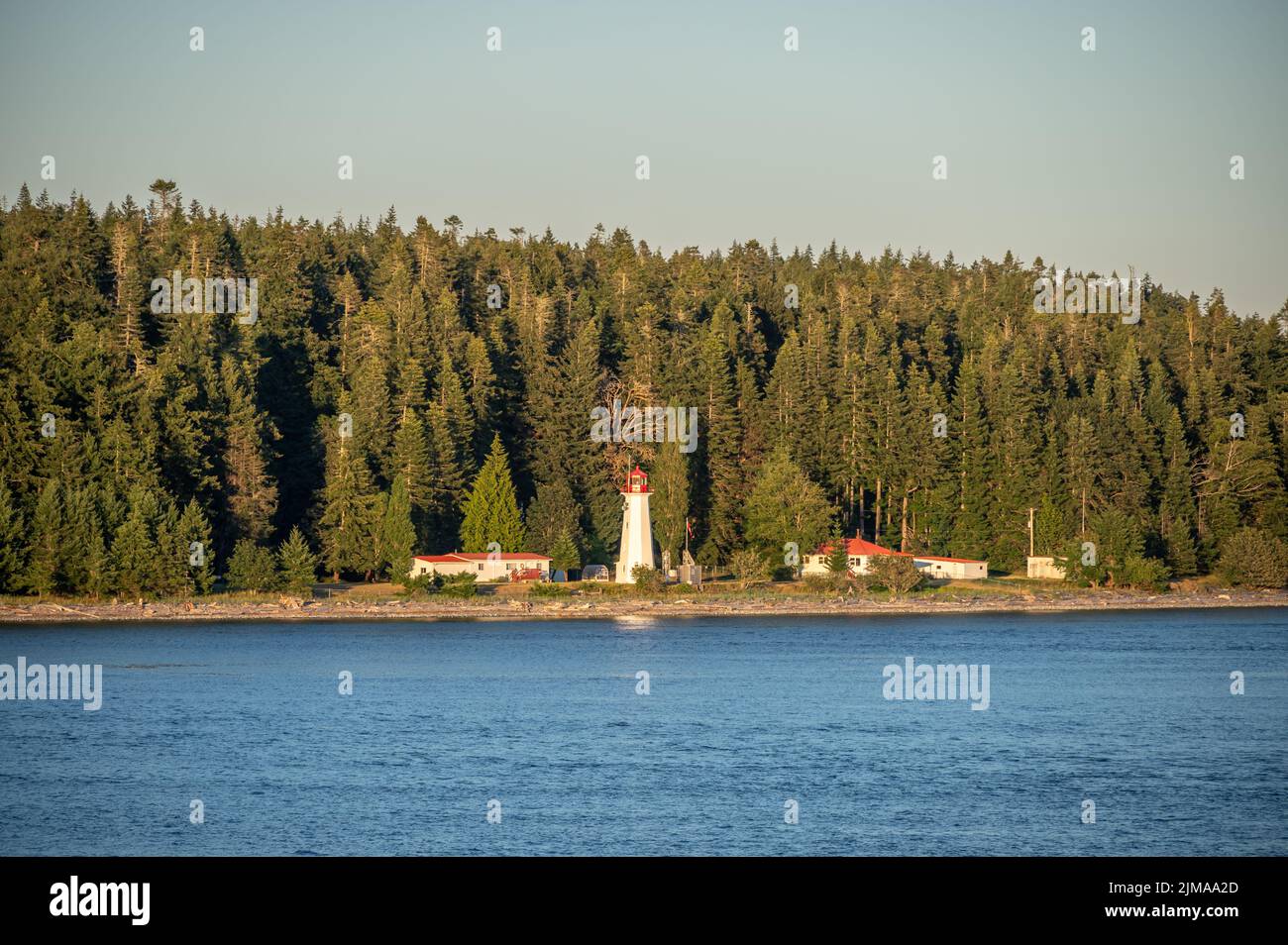 Cape Mudge Lighthuse and beautiful landscape on Quadra Island. View ...