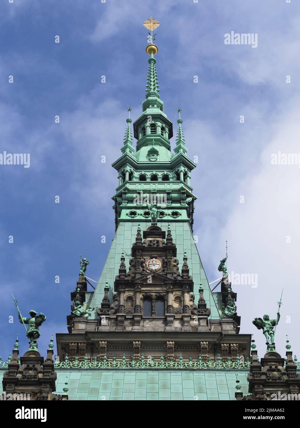 Hamburg - Hamburger Rathaus (Hamburg City Hall), spire of the city hall ...