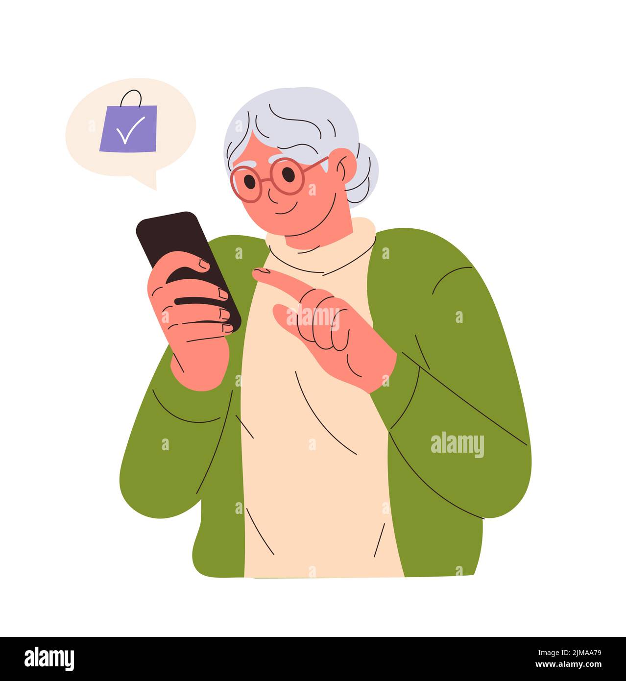 Senior woman smart phone Stock Vector Images - Alamy