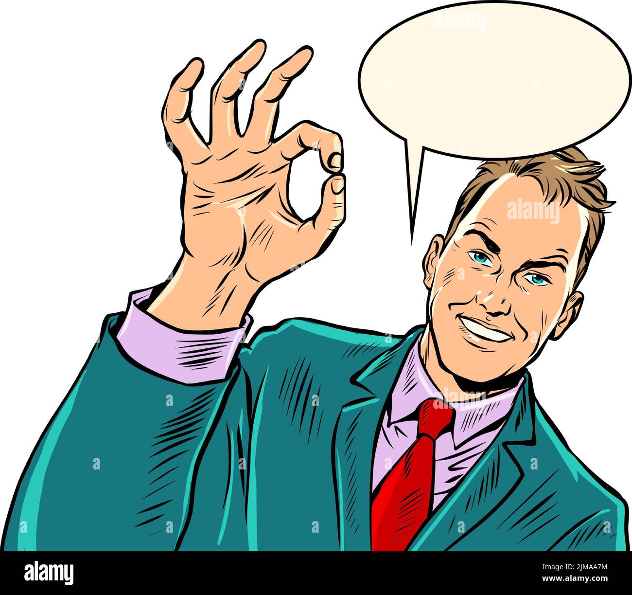 businessman man OK gesture, quality recommendation, hand gesture, advertisement announcement ...