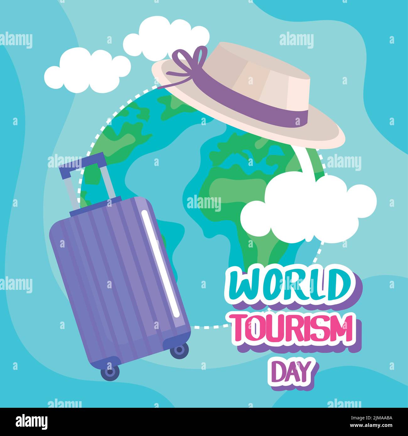 World tourism day lettering planet Stock Vector Images - Alamy