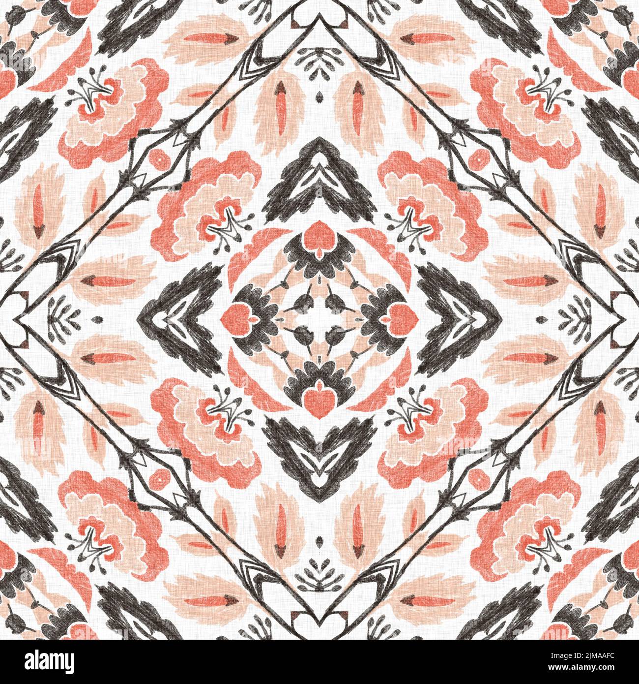 Modern boho geometric floral quilt style seamless pattern. Shabby chic ...