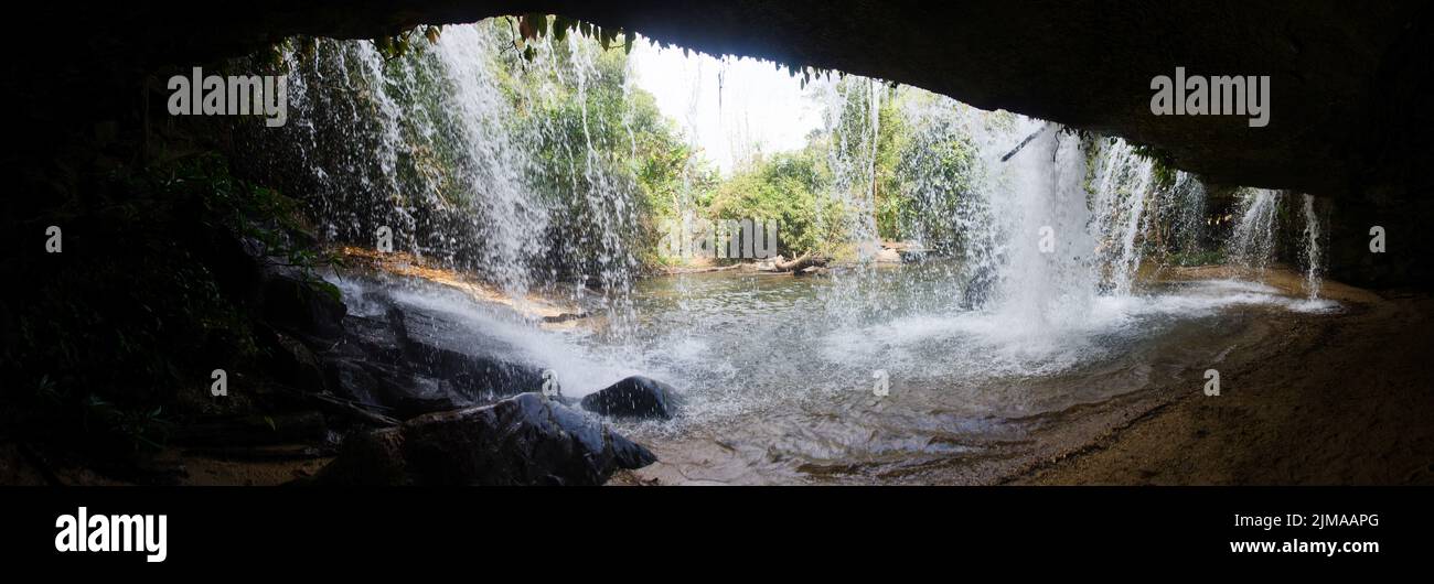 Behind the waterfall Stock Photo - Alamy