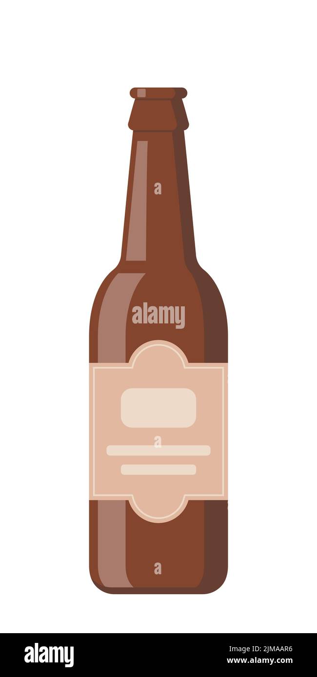 Brown beer bottle on white background. Flat style vector illustration ...