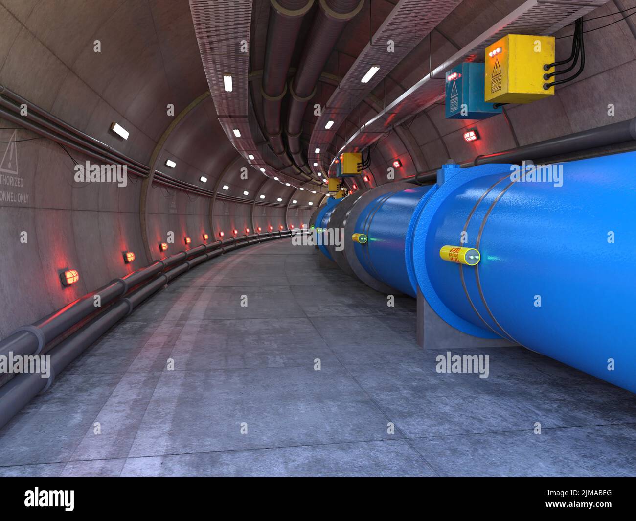 3D-illustration of a particle accelerator and hadron collider Stock ...