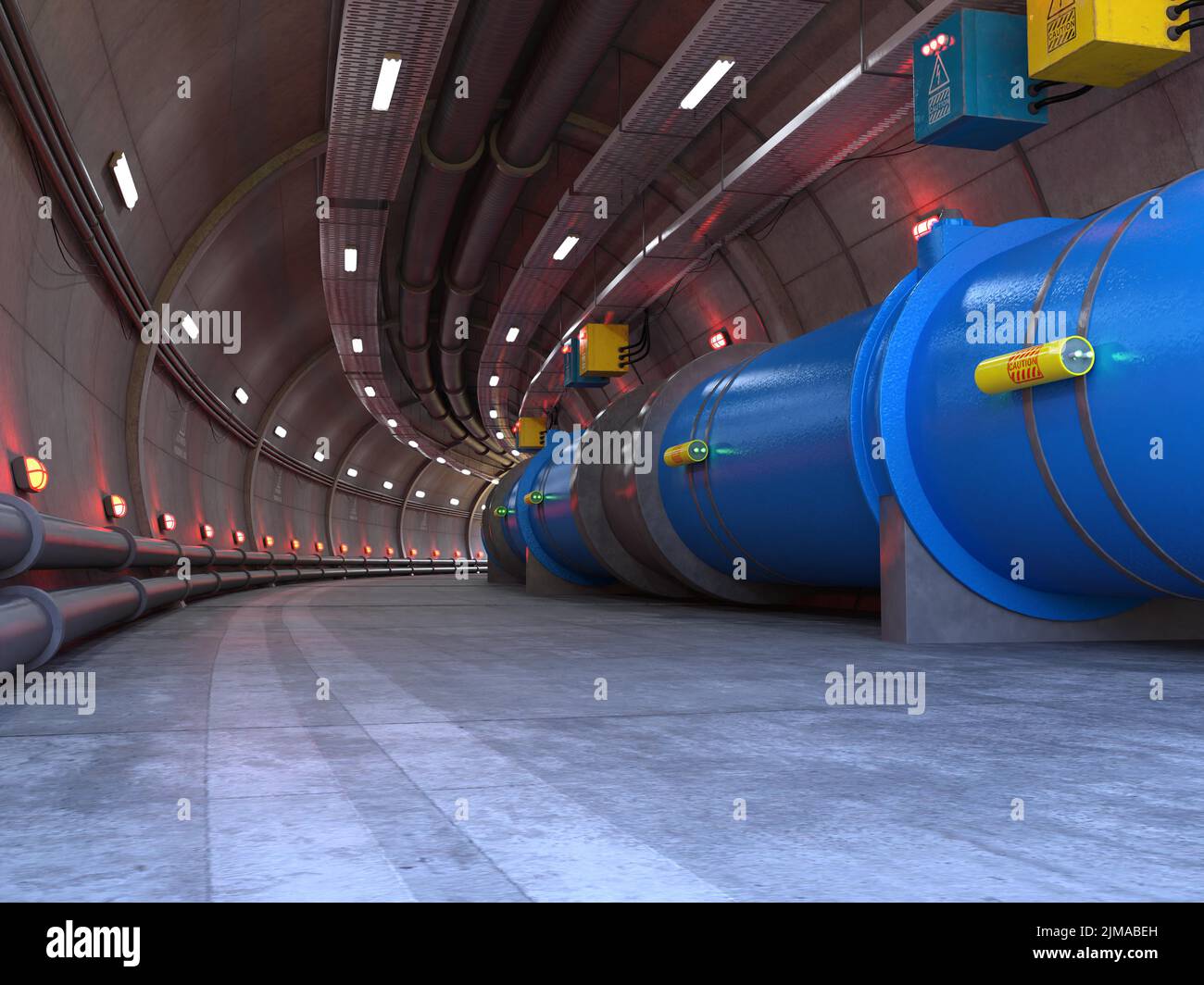 3D-illustration of a particle accelerator and hadron collider Stock ...