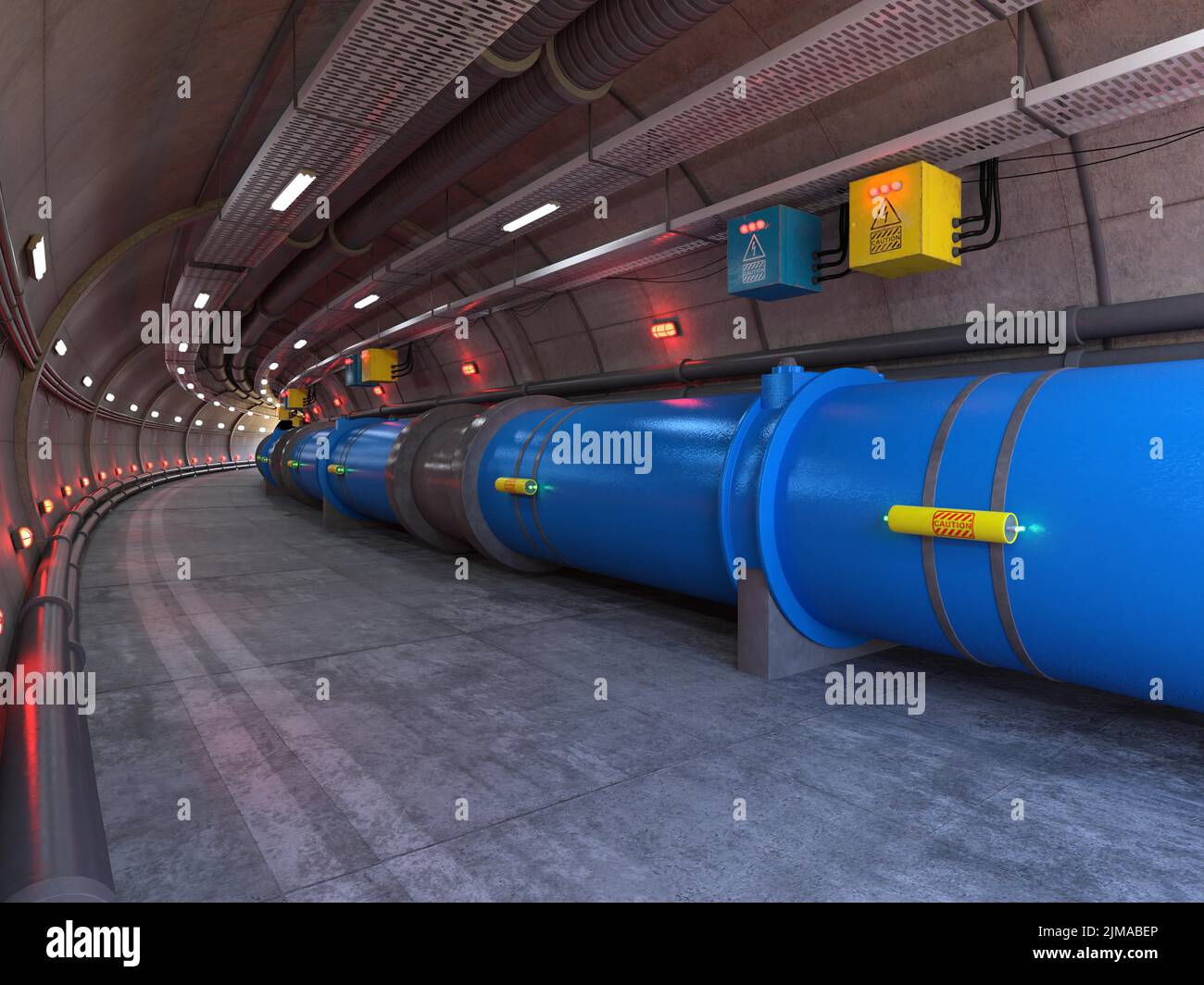 3D-illustration of a particle accelerator and hadron collider Stock ...
