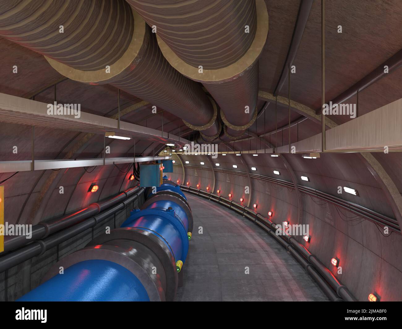 3D-illustration of a particle accelerator and hadron collider Stock ...