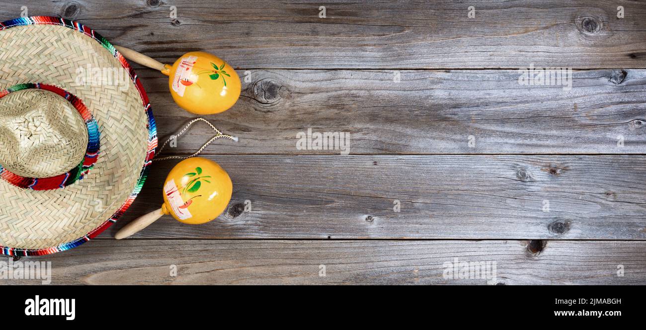 Traditional maracas and large sombrero for Cinco de Mayo holiday party ...