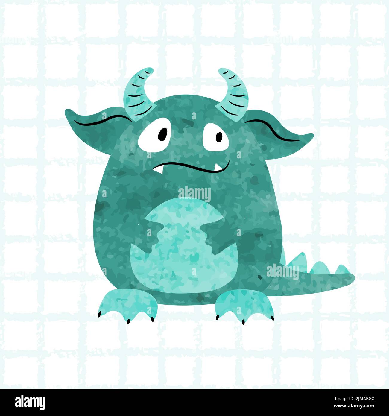Cute cartoon little monster. Vector watercolor illustration Stock ...