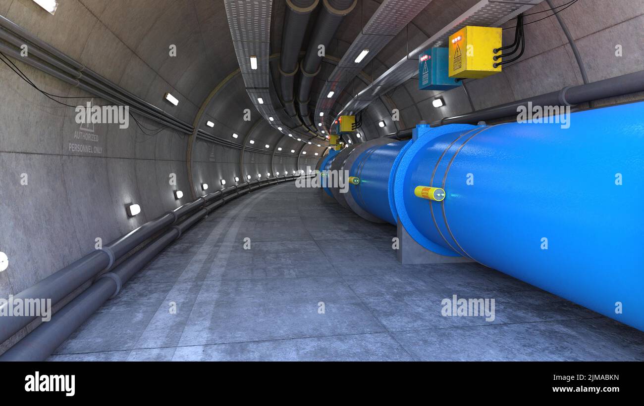 3D-illustration of a particle accelerator and hadron collider Stock ...