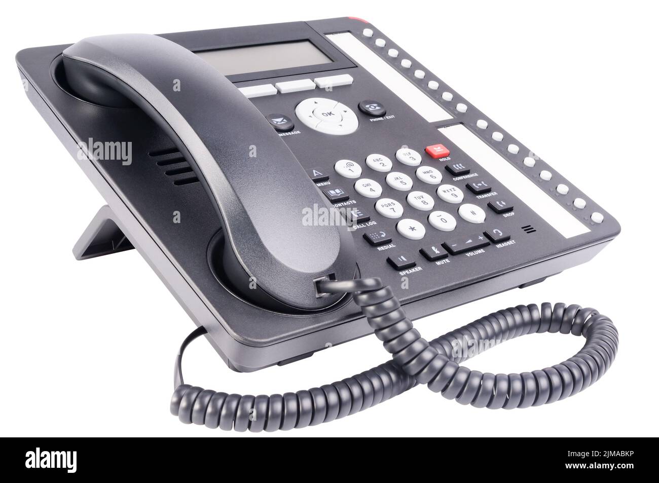 Office IP telephone set with LCD isolated on the white background Stock ...
