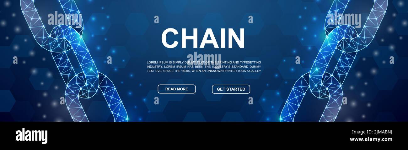 Chain polygonal symbol for head promotion banner. Horizontal low poly ...