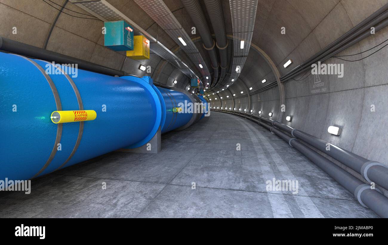 3D-illustration of a particle accelerator and hadron collider Stock ...