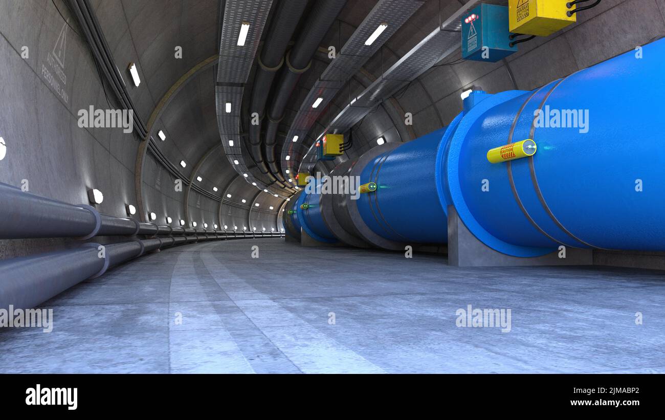 3D-illustration of a particle accelerator and hadron collider Stock ...