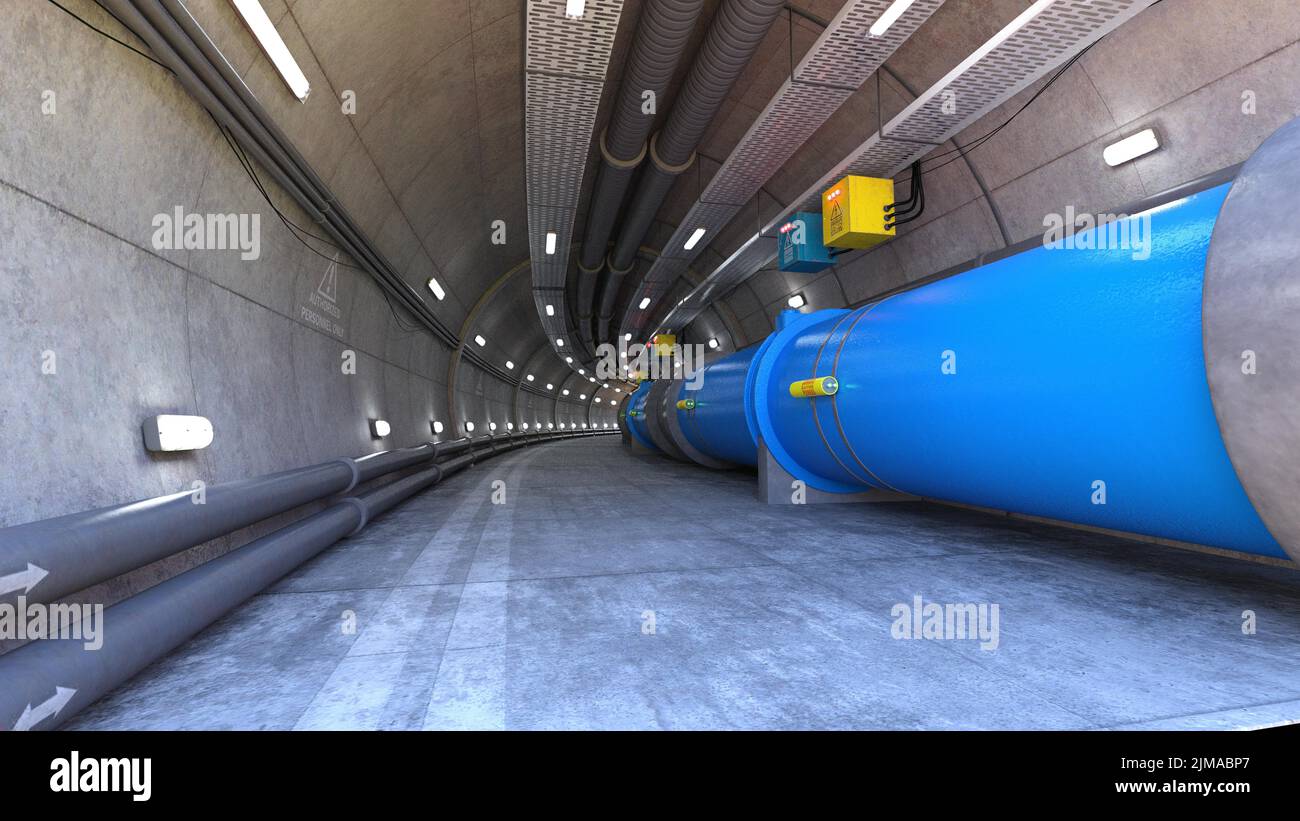3D-illustration of a particle accelerator and hadron collider Stock ...