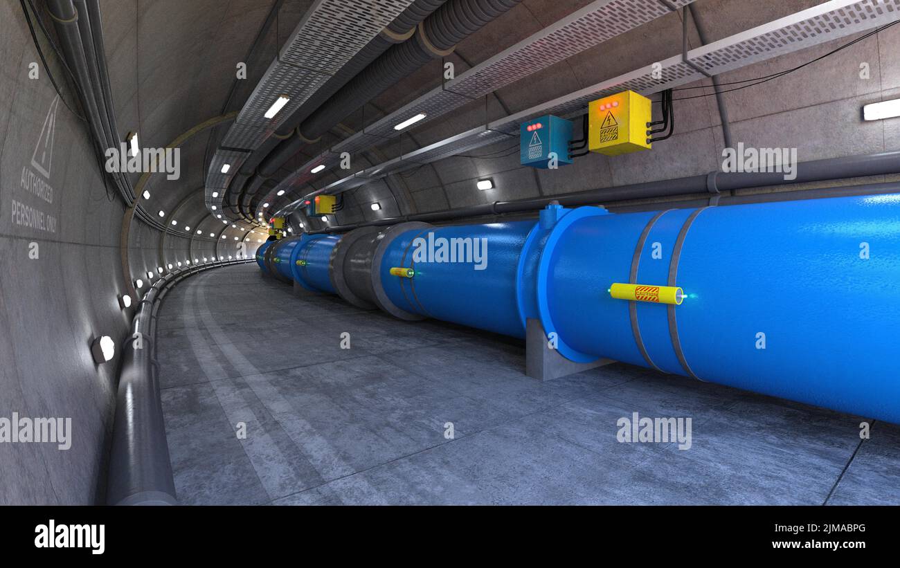 3D-illustration of a particle accelerator and hadron collider Stock ...