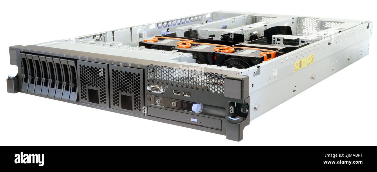 Rack mount server without top cover isometric view Stock Photo - Alamy