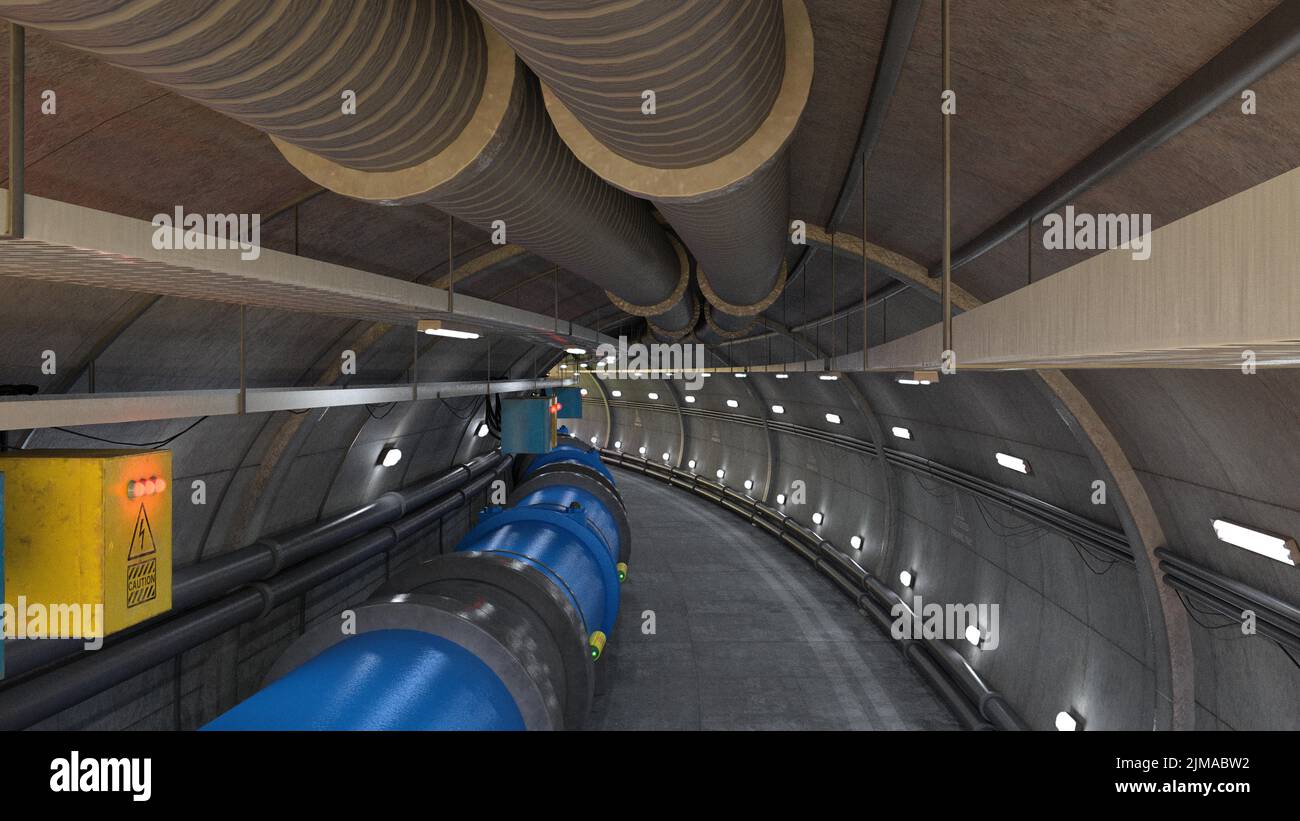 3D-illustration of a particle accelerator and hadron collider Stock ...