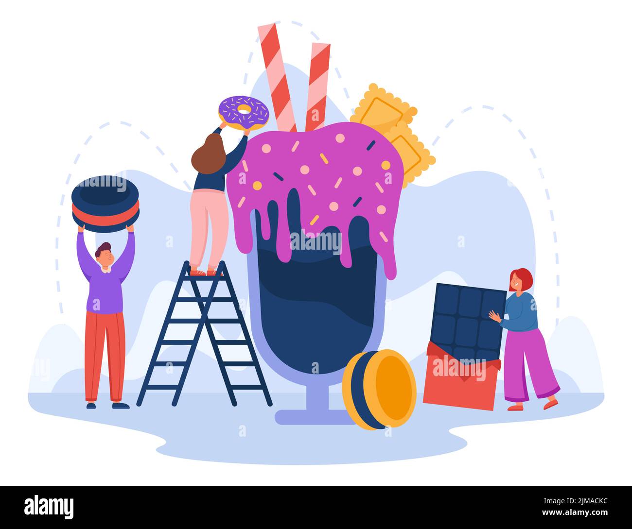 Woman holding biscuit Stock Vector Images - Alamy