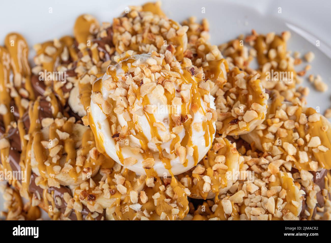 Belgian waffle with white chocolate. Croissant Waffle or Croffle with ...