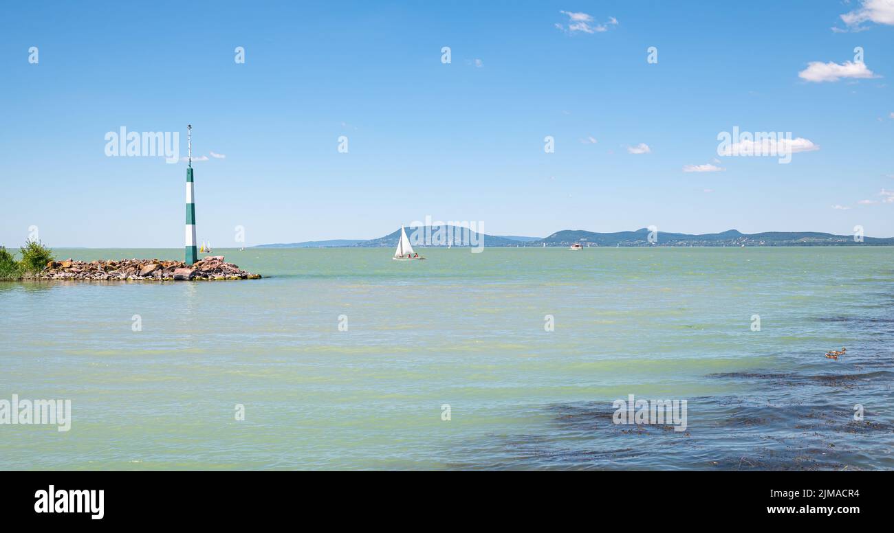 Pier of the port of Balatonlelle at Lake Balaton in Hungary Stock Photo ...