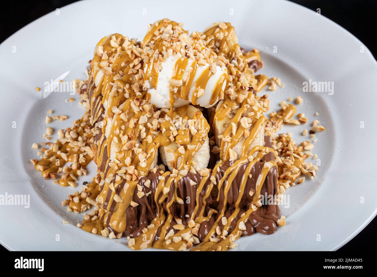 Belgian waffle with white chocolate. Croissant Waffle or Croffle with ...