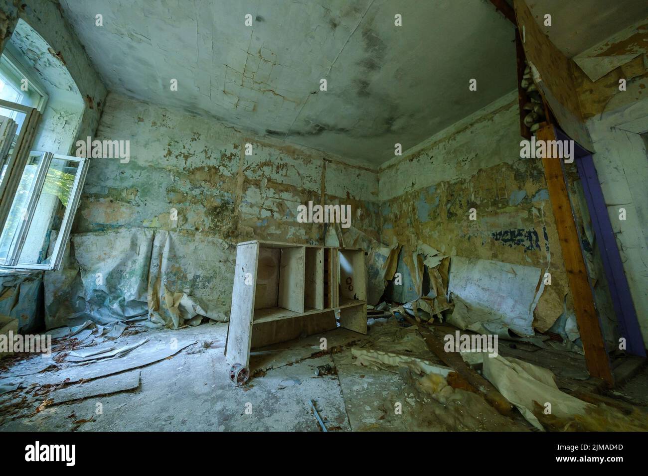 Interior of derelict room with garbage Stock Photo - Alamy