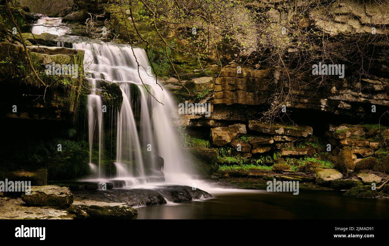 West Burton Waterfalls, also known as Cauldron Falls, seen in the ...