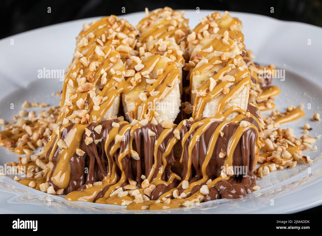 Belgian waffle with white chocolate. Croissant Waffle or Croffle with ...