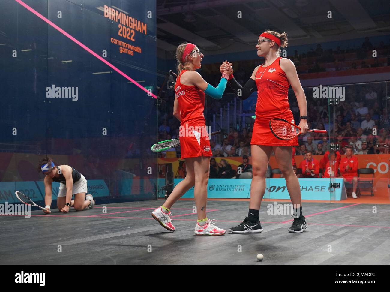England's Sarah Jane Perry and Alison Waters celebrate their victory ...