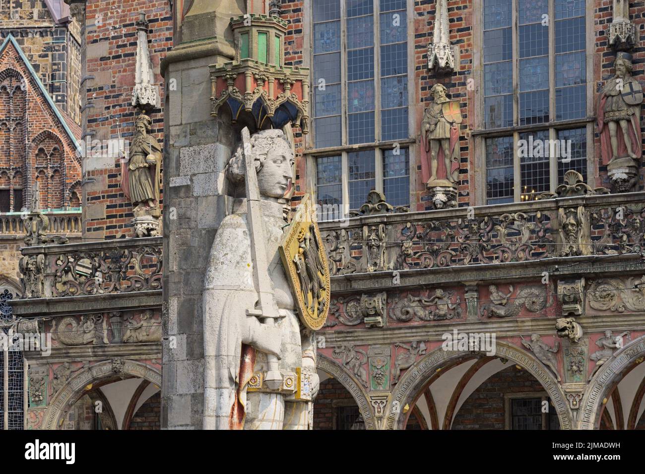 Bremen - Roland Statue in front of the Town Hall, Germany Stock Photo ...