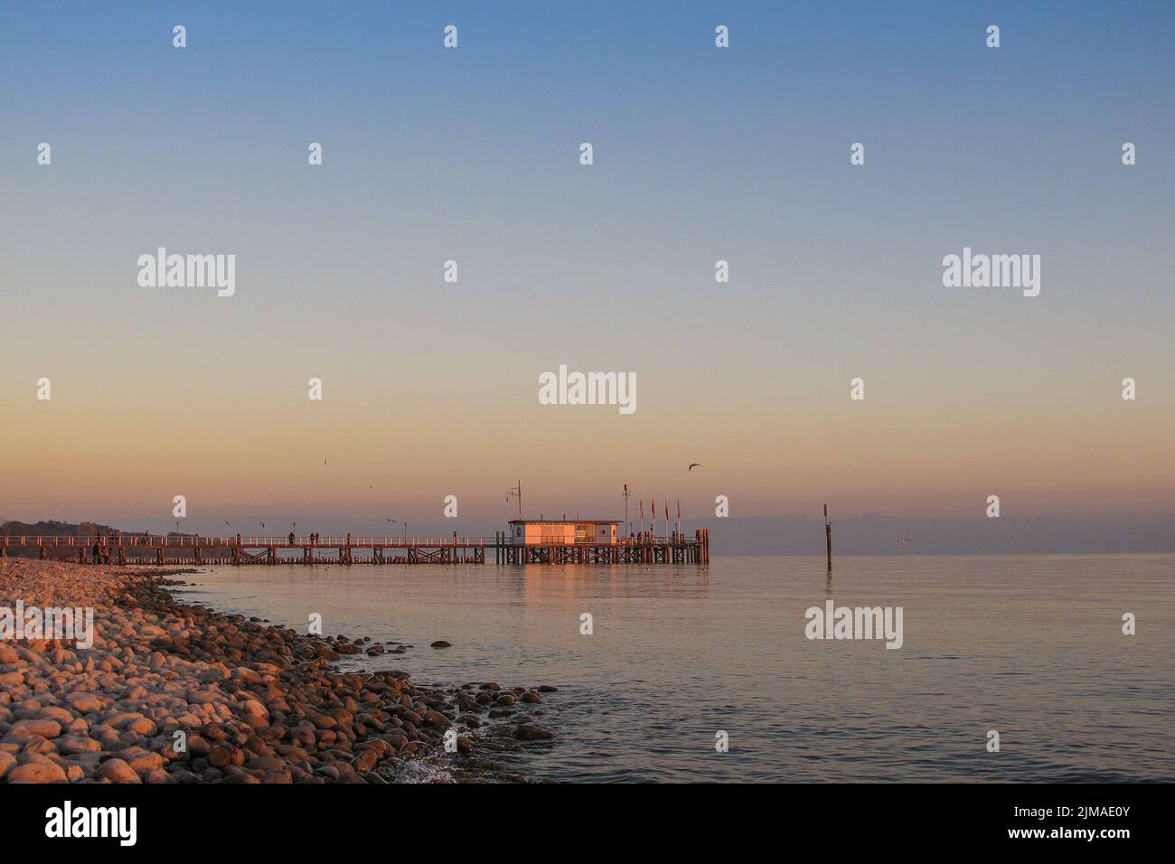 Ship jetty in Hagnau in the evening light - lake of constance Stock ...