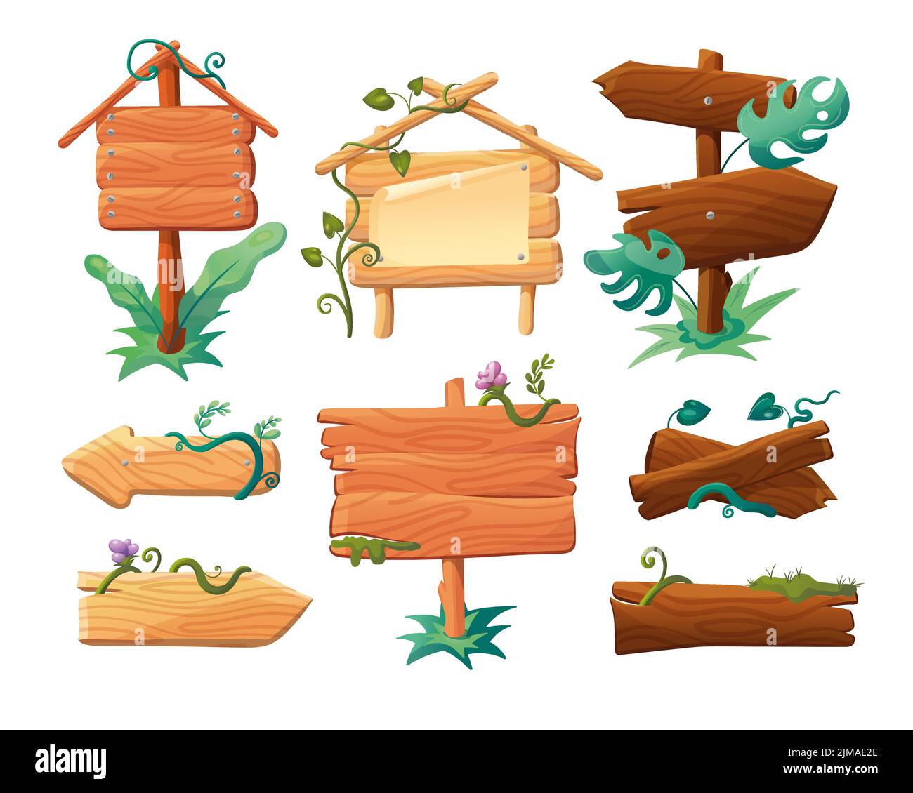 Cartoon wood direction signs hi-res stock photography and images - Alamy