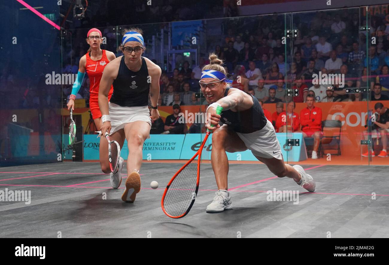 Scotland's Lisa Aitken (right) and Georgia Adderley (centre) with ...