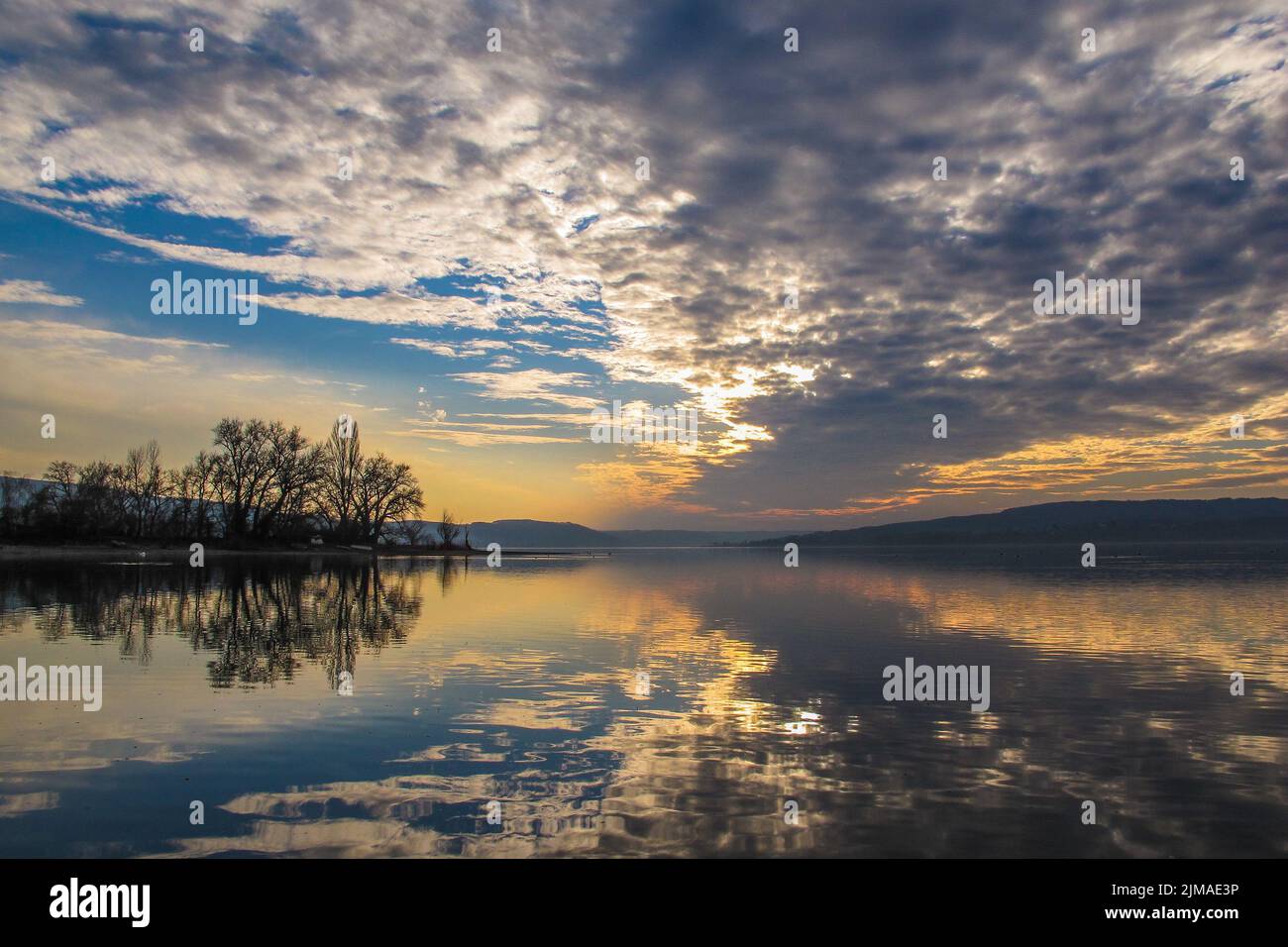 Sunset on the island of Reichenau - lake constance Stock Photo - Alamy