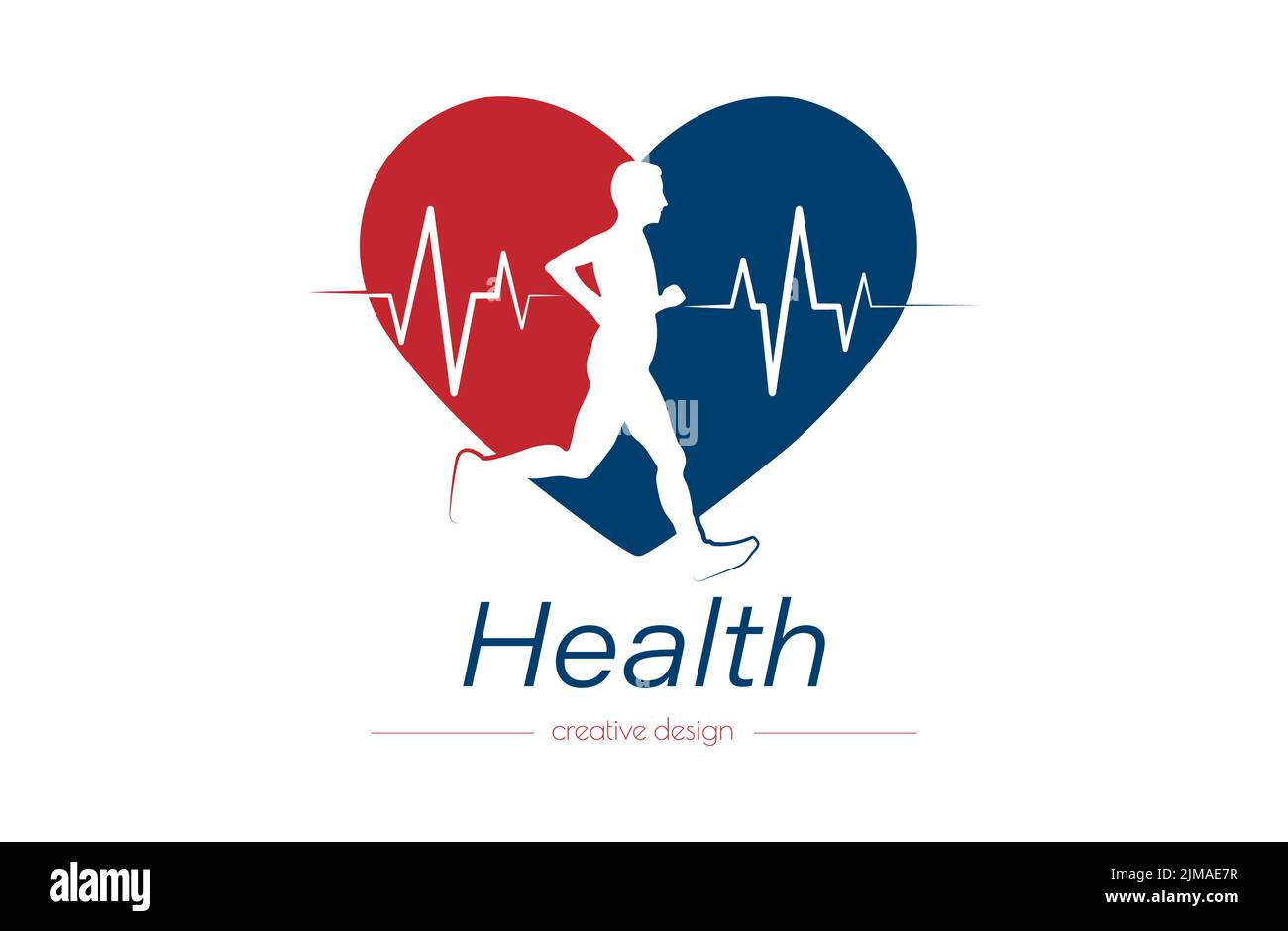 Sports and health. An athlete on the background of a heart with a ...