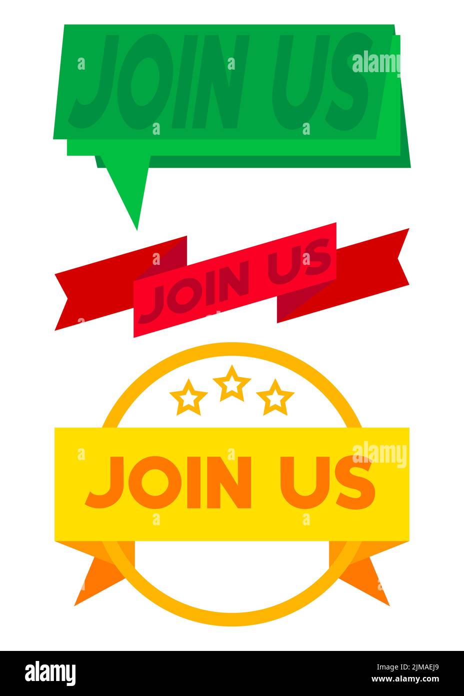 Set of ribbon with Join Us text. Banner template. Label sticker. Sign ...