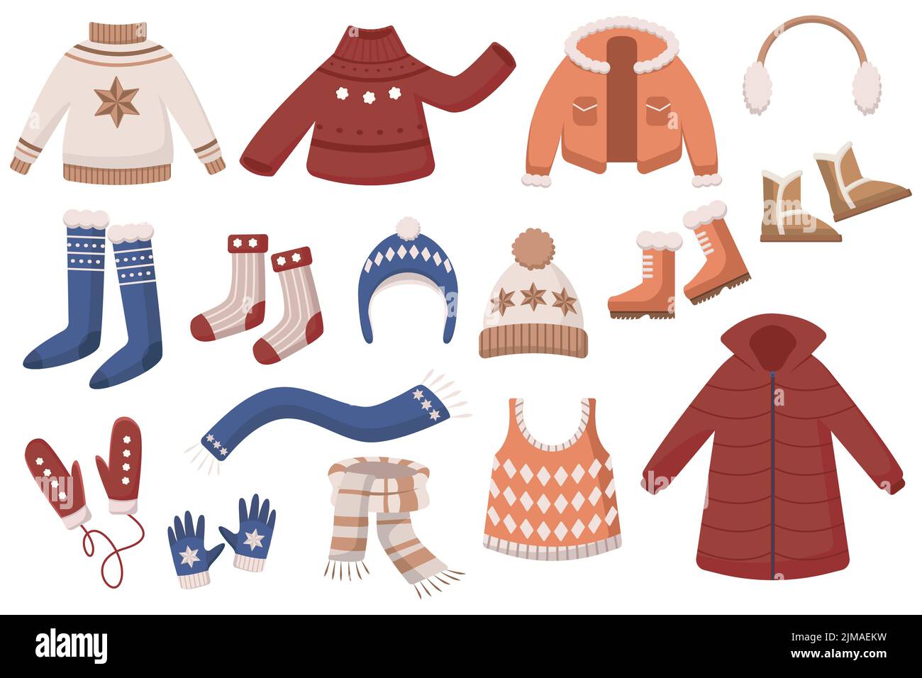 Children coat hat scarf gloves boots Stock Vector Images - Alamy