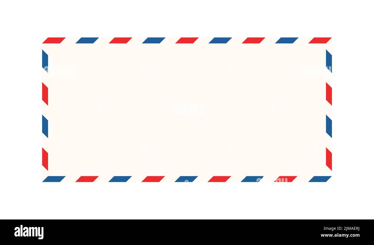 Air mail letter frame. Airmail border with red and blue stripes. Retro ...