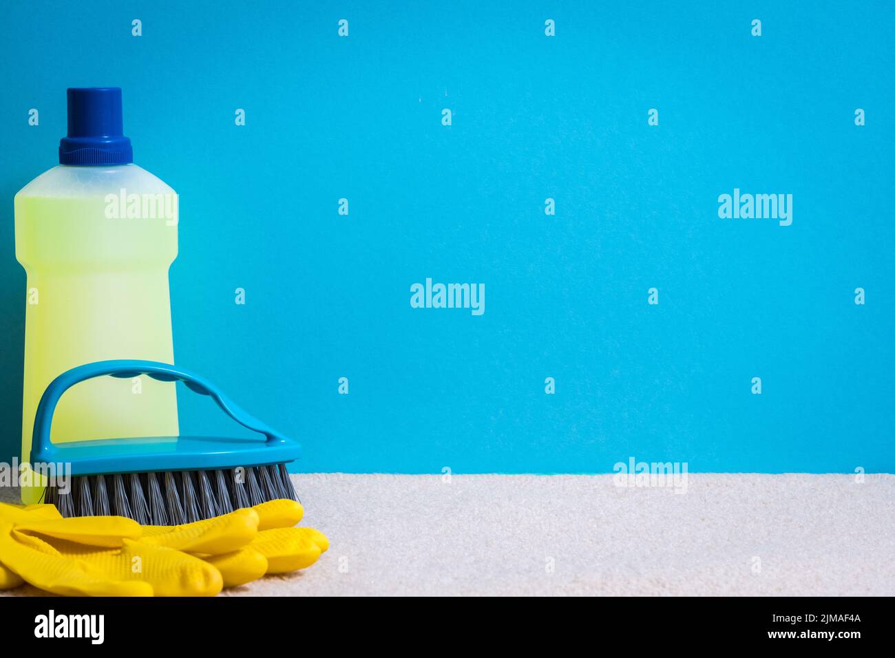 flooring cleaning supplies clean set copy space Stock Photo - Alamy
