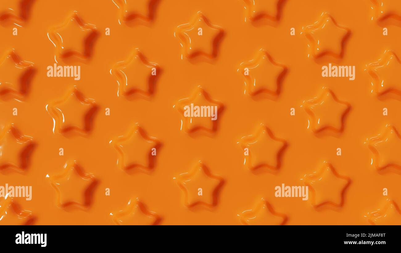 Yellow background with embossing stars. Plastic extrusion 3D render ...